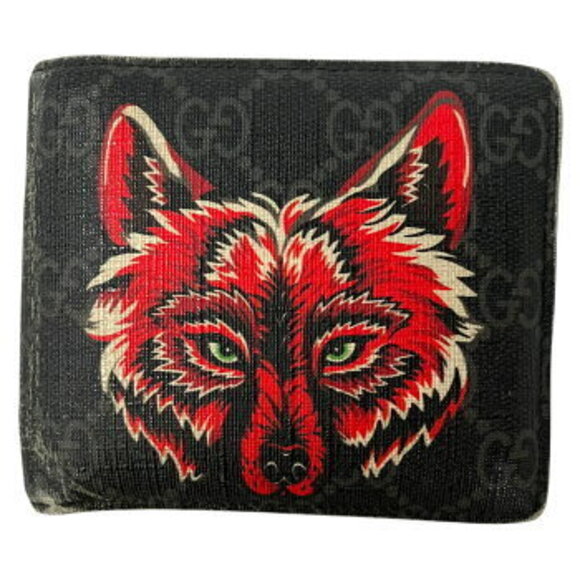 Gucci | Bags | Gucci Bifold Wallet Gg Supreme Compact Black Wolf ...